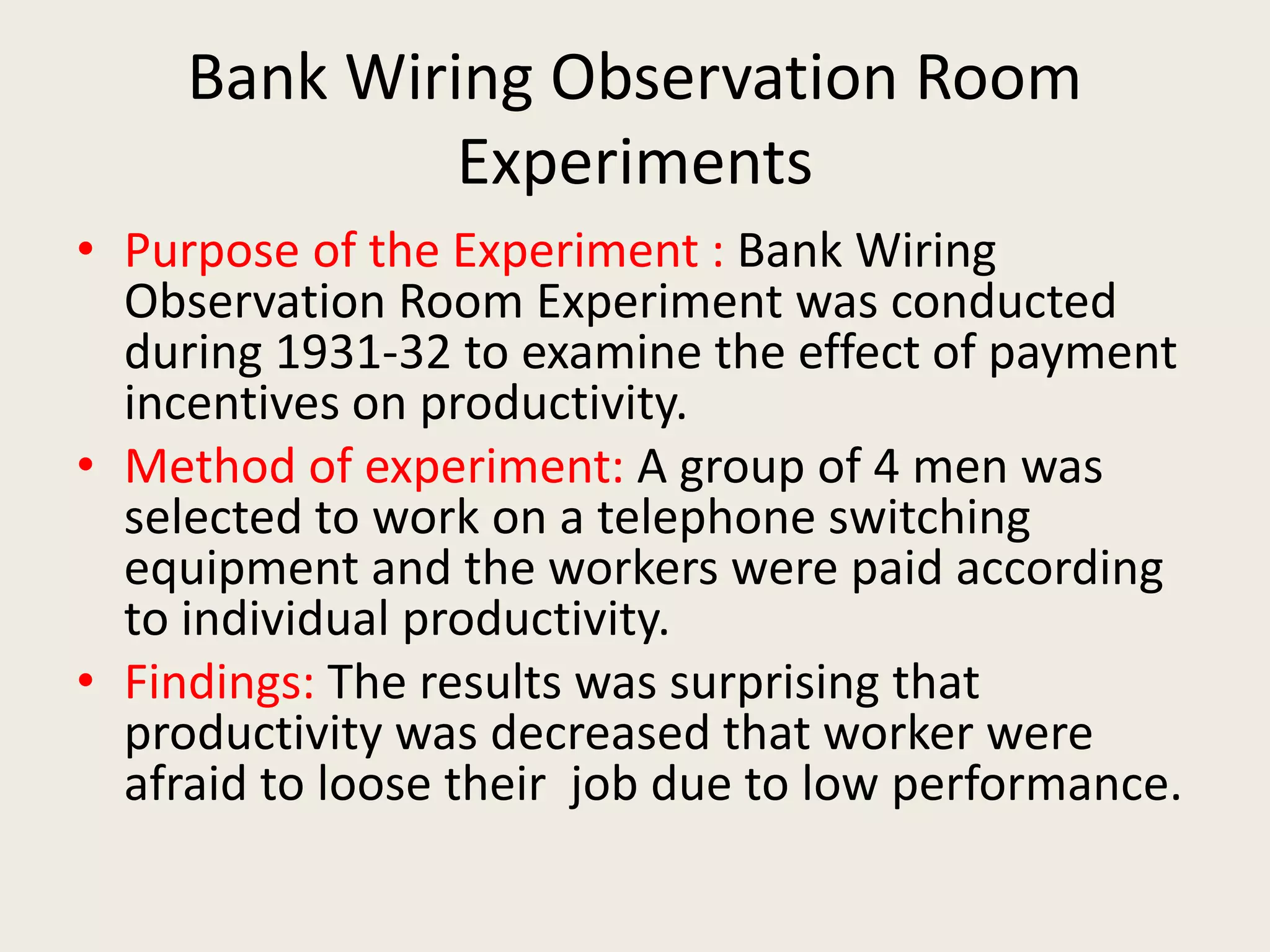 Human Relation Theory: The Hawthorne Experiment | PPTX