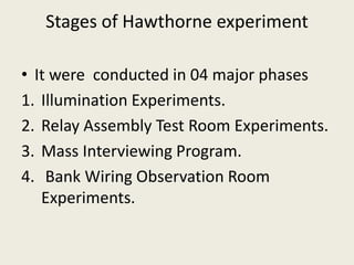 Human Relation Theory: The Hawthorne Experiment | PPTX