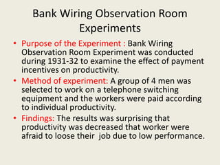 Human Relation Theory: The Hawthorne Experiment | PPTX