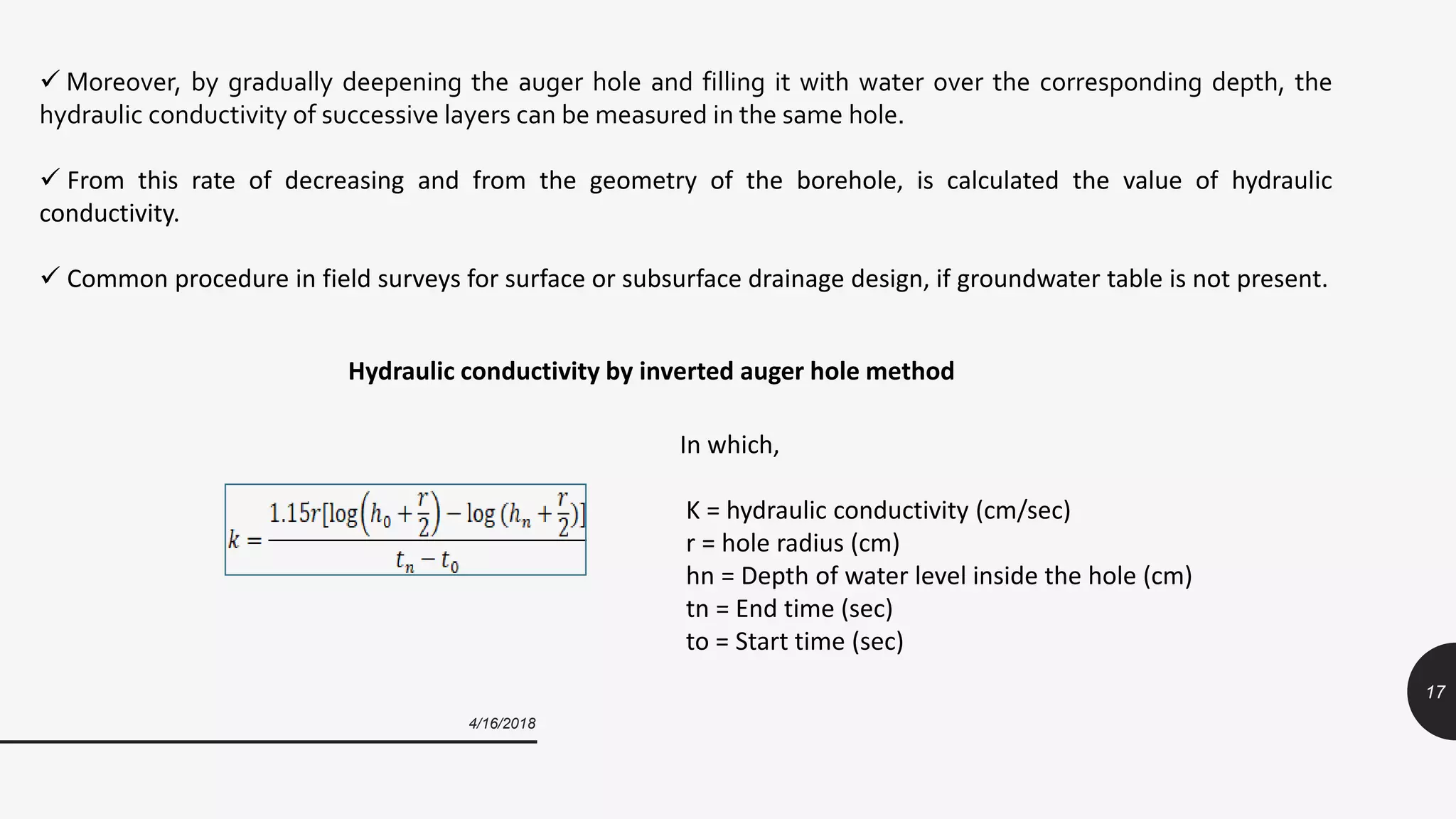 Presentation on hydraulic conductivity and drainable porosity | PPTX
