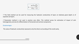 Presentation on hydraulic conductivity and drainable porosity | PPTX