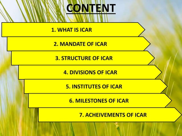 Presentation on icar | PPTX | Agriculture | Industries