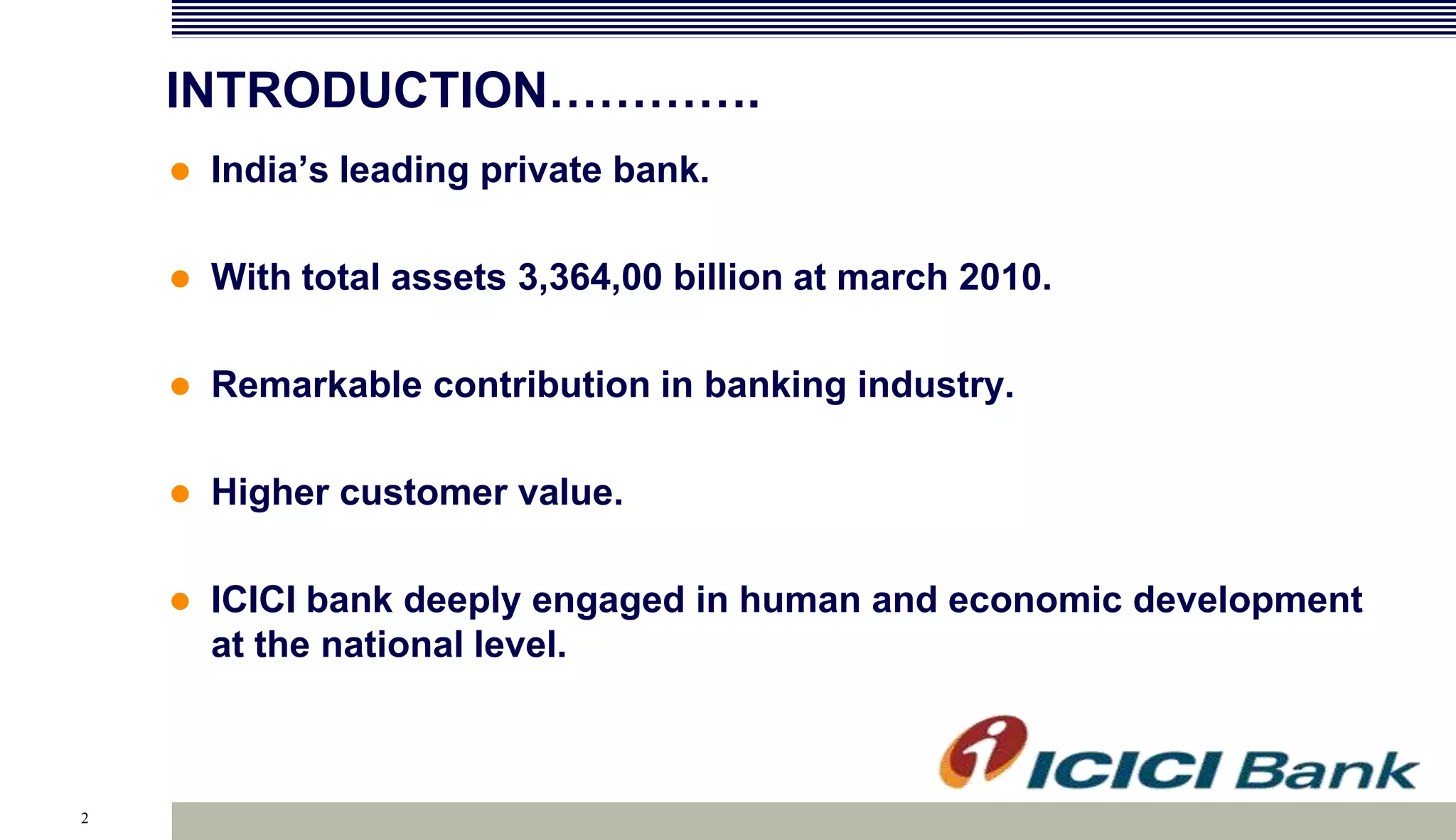 Presentation on icici | PPTX
