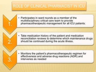 ROLE OF PHARMACIST IN INTENSIVE CARE UNIT | PPTX