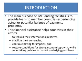 Presentation on imf lending facilities | PPTX | Currencies | Economy