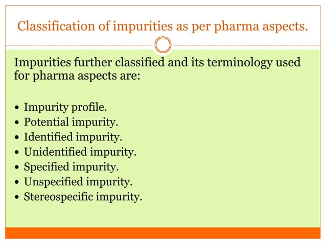 Presentation on impurity | PPTX | Chemistry | Science