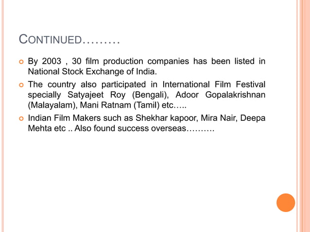 Presentation on indian cinema | PPTX