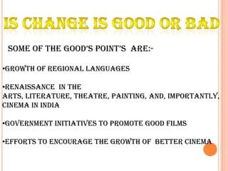 Presentation on indian cinema | PPTX