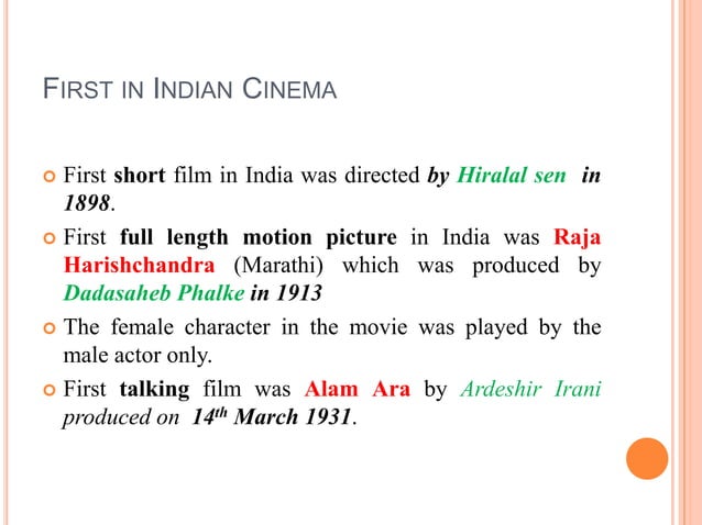 Presentation on indian cinema | PPTX