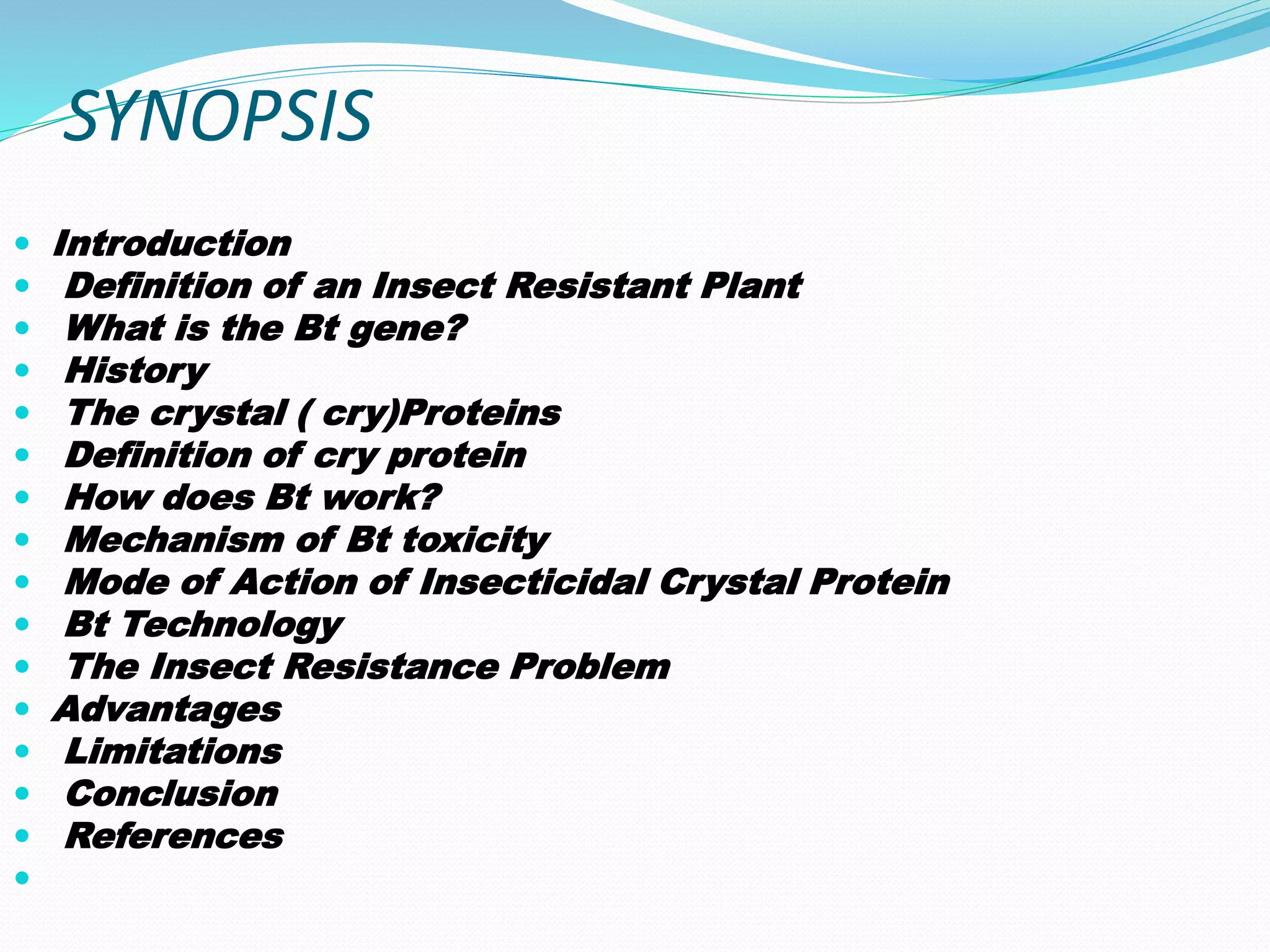 insect resistance plant, bt gene | PPTX