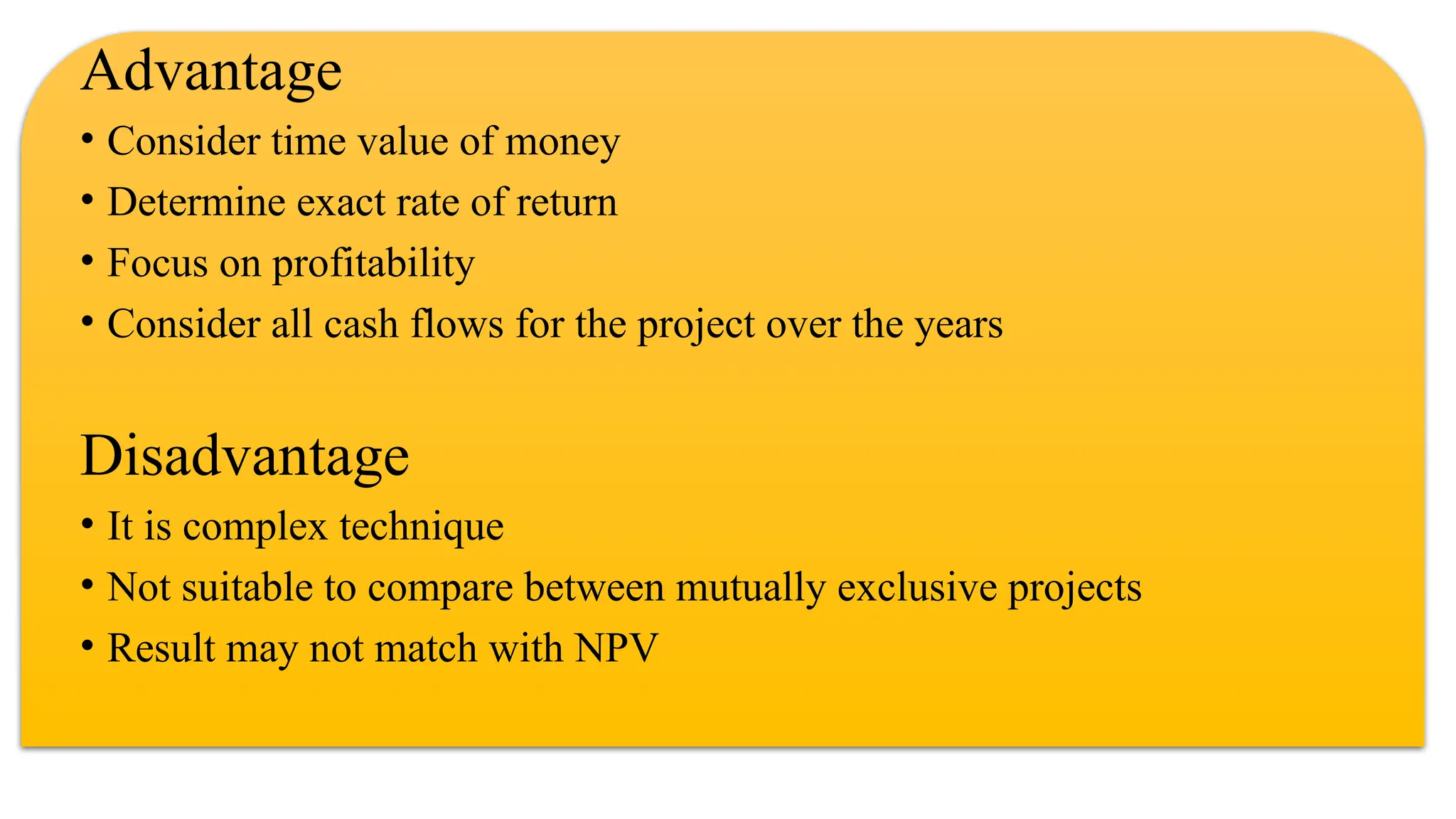 Presentation on Internal Rate of Return (IRR) | PPTX