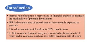 Presentation on Internal Rate of Return (IRR) | PPTX