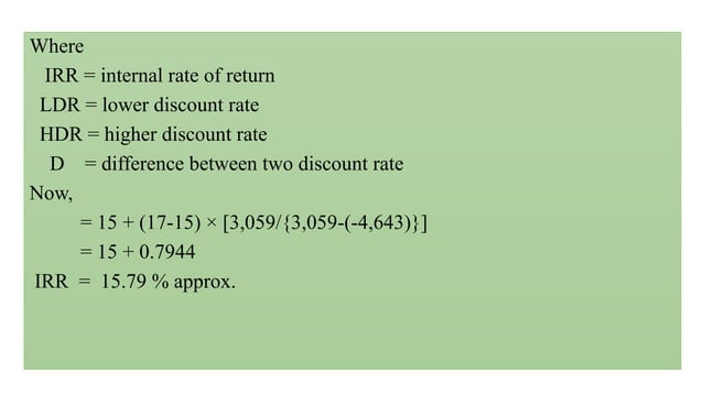 Presentation on Internal Rate of Return (IRR) | PPTX | Stocks and Bonds | Personal Investing