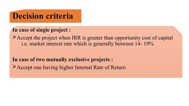 Presentation on Internal Rate of Return (IRR) | PPTX | Stocks and Bonds | Personal Investing