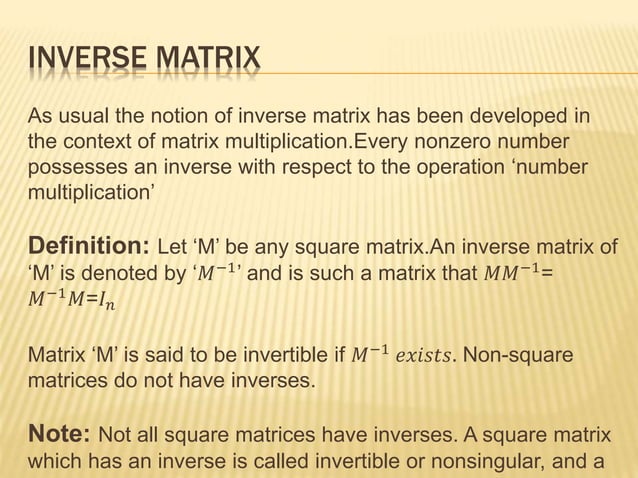Presentation on inverse matrix | PPTX | Physics | Science