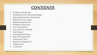 Transformer manufacturing and its assembling | PPTX