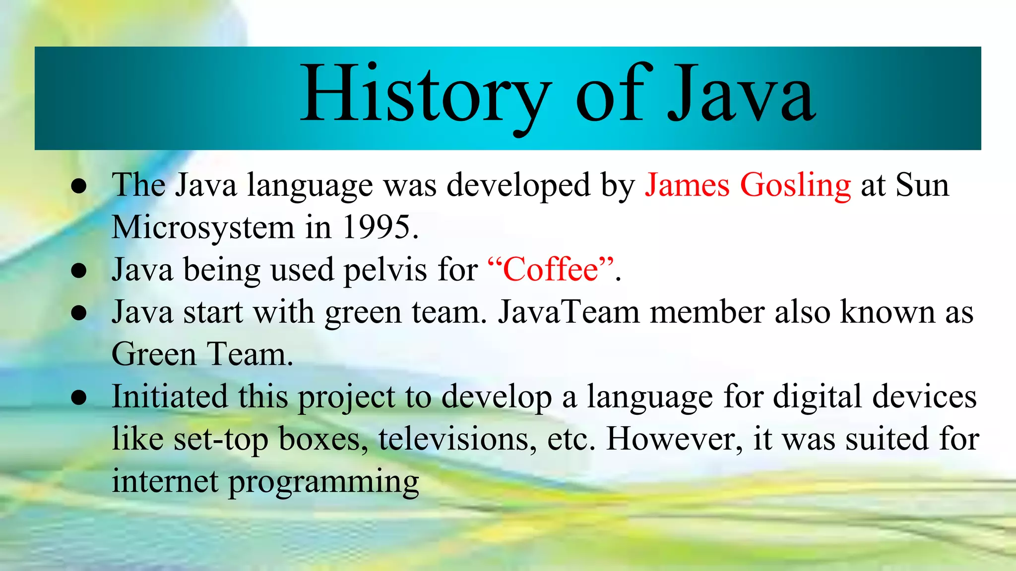 Presentation on java (8) | PPTX | Programming Languages | Computing