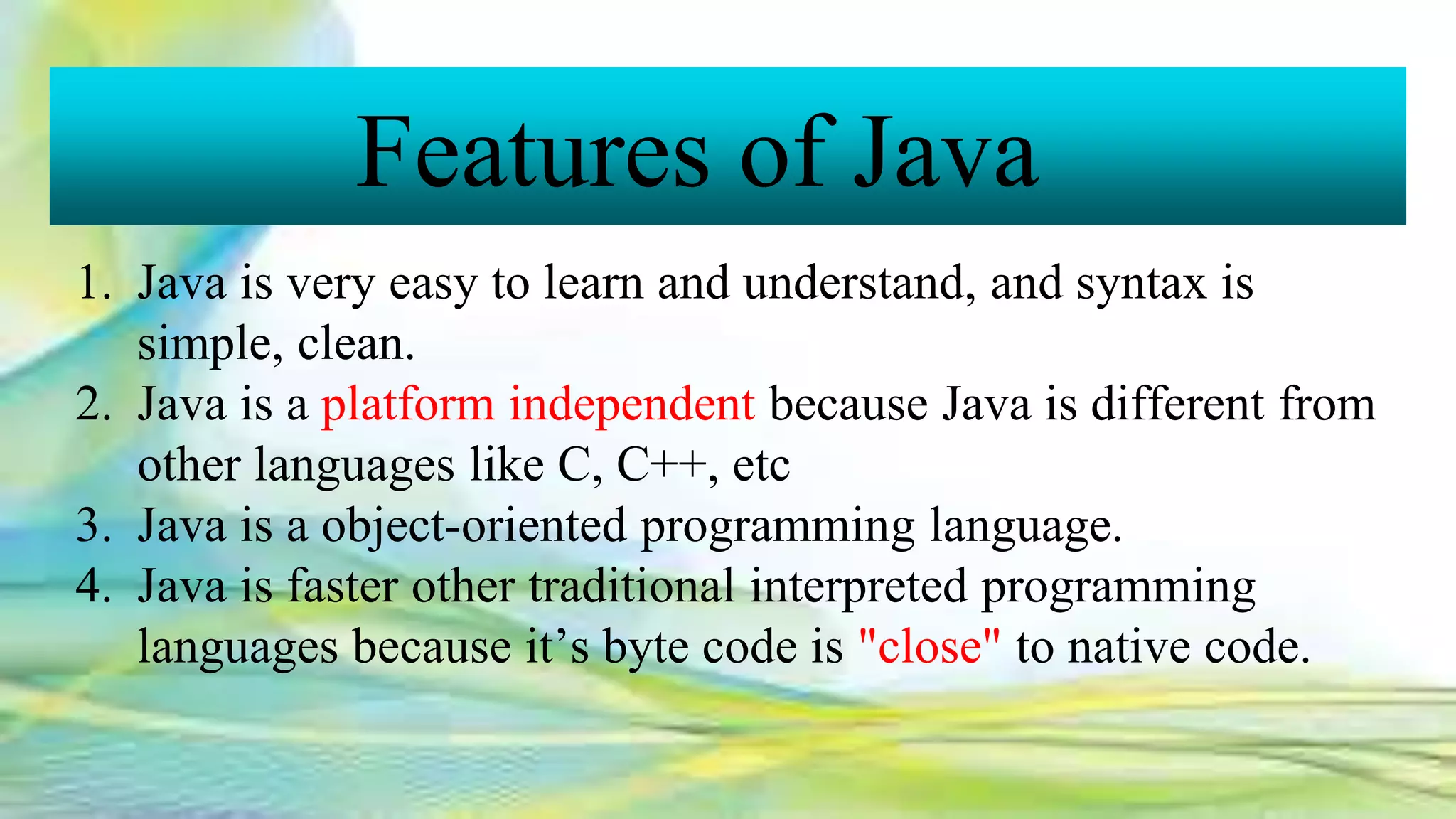 Presentation on java (8) | PPTX | Programming Languages | Computing
