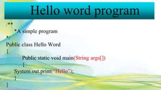 Presentation on java (8) | PPTX | Programming Languages | Computing
