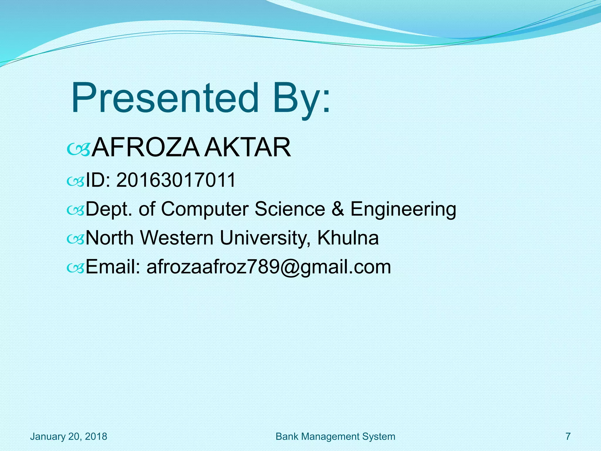 Presentation on java project (bank management system) | PPTX