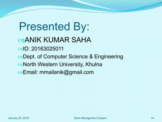 Presentation on java project (bank management system) | PPTX