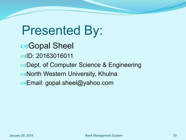 Presentation on java project (bank management system) | PPTX