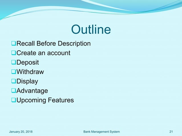Presentation on java project (bank management system) | PPTX