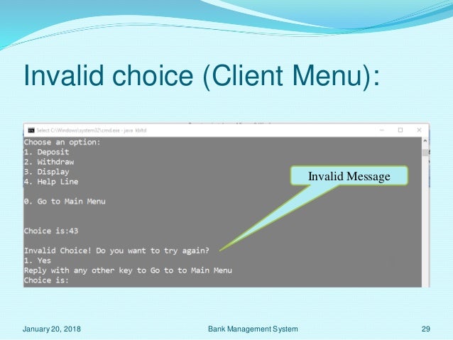 Presentation On Java Project Bank Management System