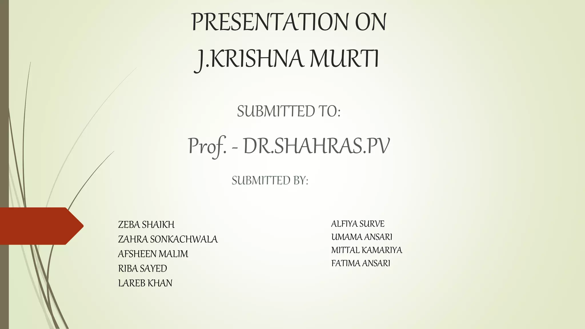 Jiddu Krishnamurti. | PPTX