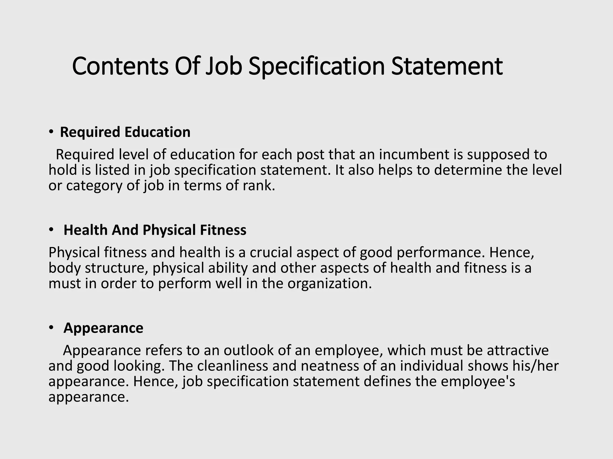 Presentation on job specification | PDF