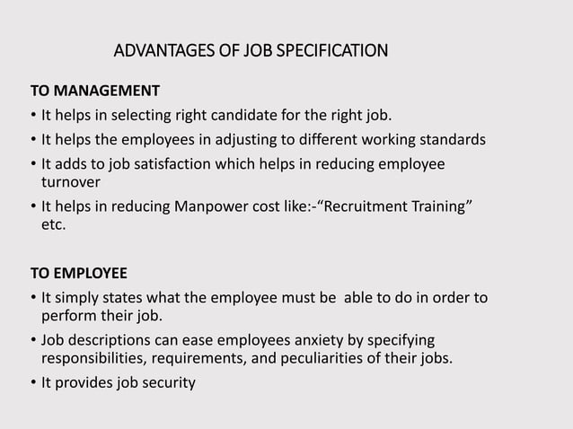 Presentation on job specification | PDF | Resume Writing and Advice ...