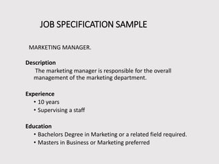 Job Specification Example