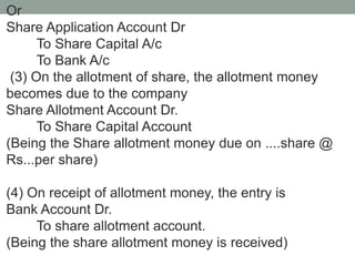 Presentation on Accounting Treatment of Share Capital (Issue of shares) | PPTX | Stocks and ...