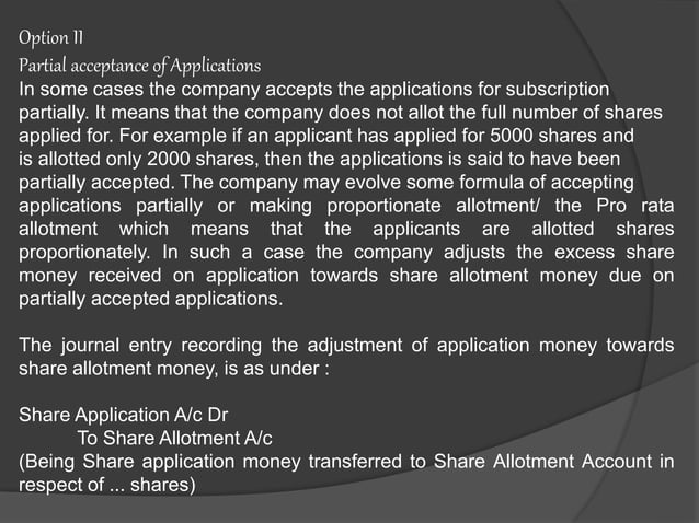 Presentation on Accounting Treatment of Share Capital (Subscription of ...