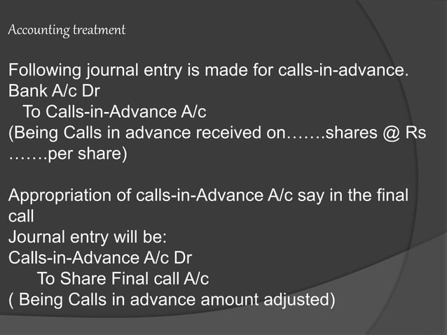 Presentation on Accounting Treatment of Share Capital (Subscription of ...