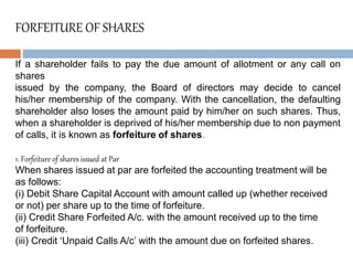 Presentation on Accounting Treatment of Share Capital (Forfeiture and ...