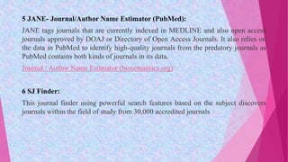 Presentation on journal suggestion tool and journal finder | PPTX