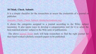 Presentation on journal suggestion tool and journal finder | PPTX