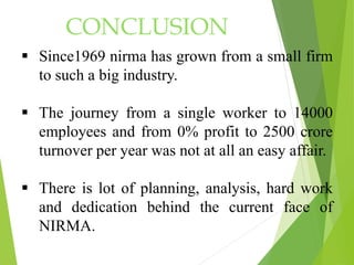 Presentation on journey of nirma | PPTX