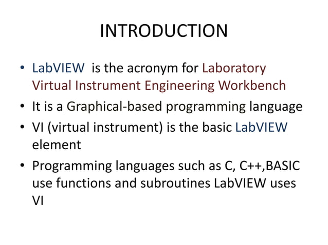 Presentation on LabVIEW Basics | PPTX | Programming Languages | Computing