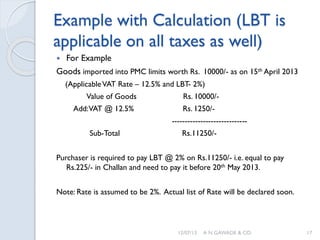 Presentation on lbt (local body tax) | PDF