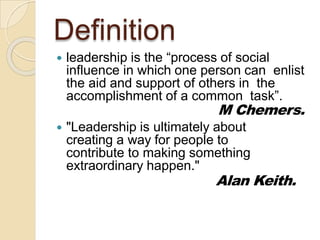 presentation on leadership with its theories and styles | PPTX