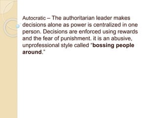 presentation on leadership with its theories and styles | PPTX ...