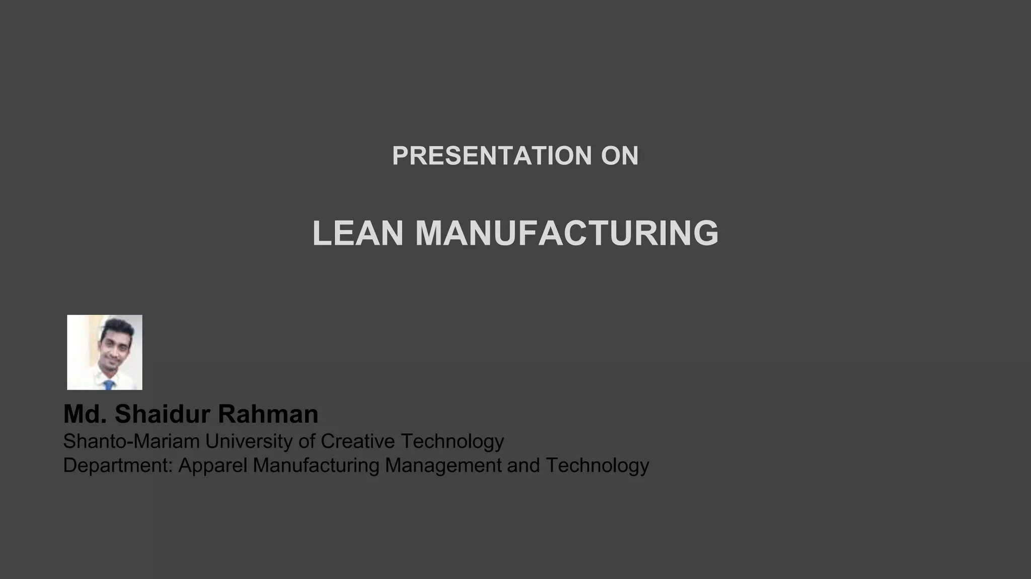Presentation on lean manufacturing | PPTX