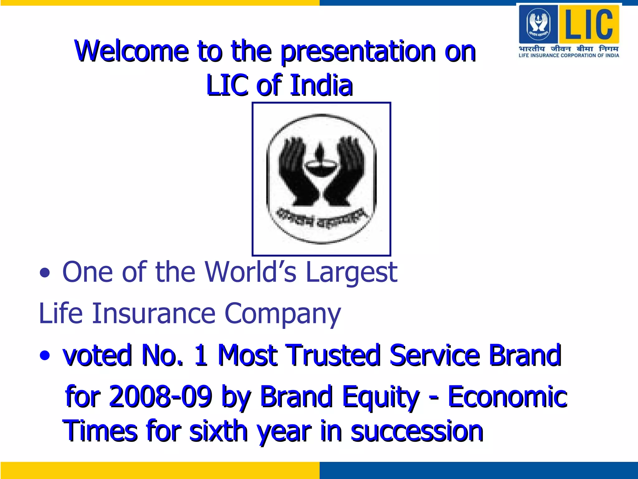 Presentation on lic of india | PPT