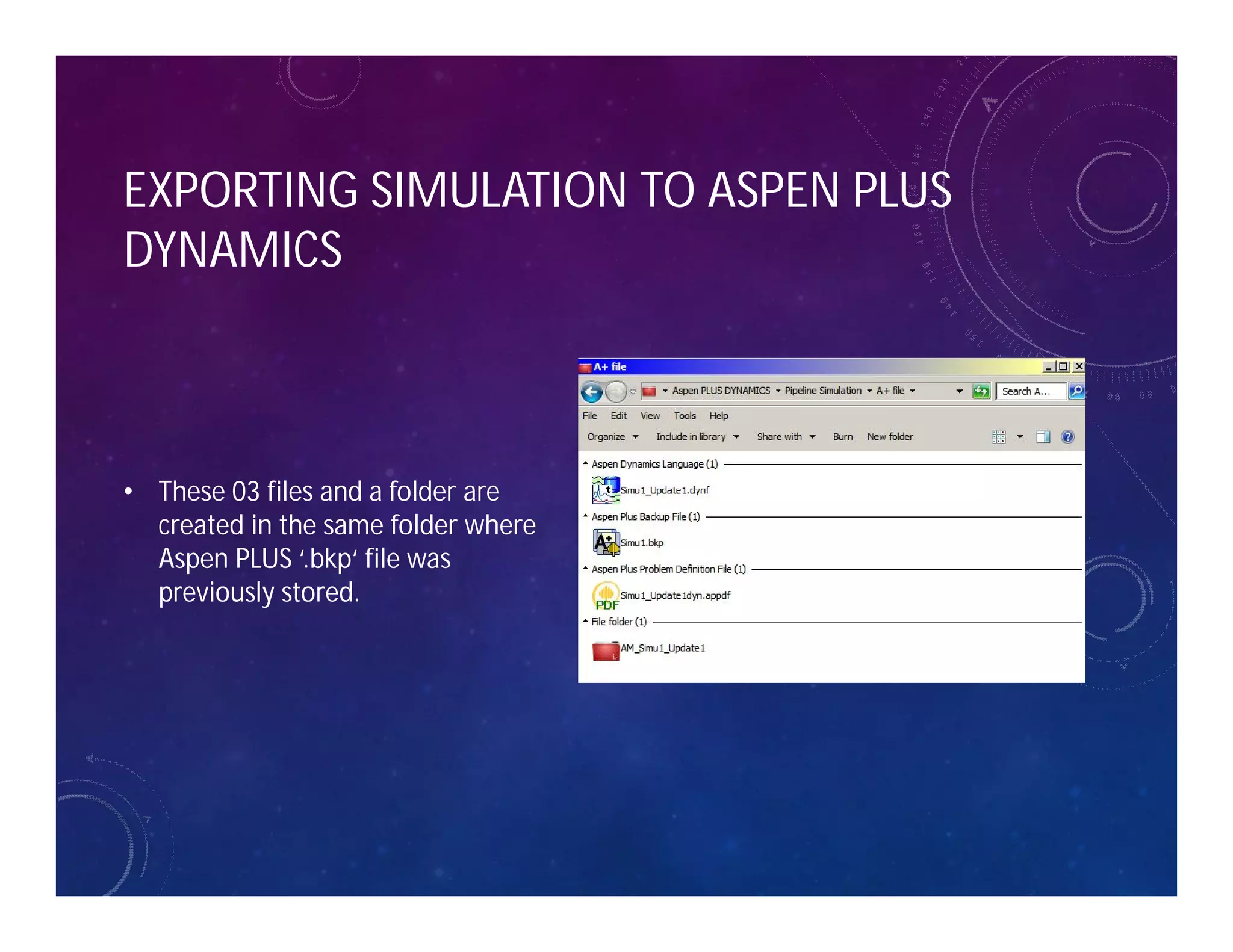 Presentation on Calculation of Line Pack of Natural Gas Pipe using Aspen PLUS Dynamics and using ...