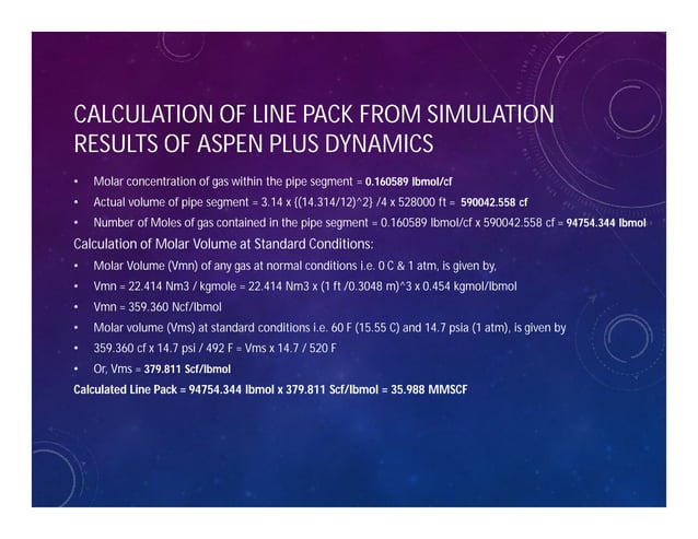 Presentation on Calculation of Line Pack of Natural Gas Pipe using ...