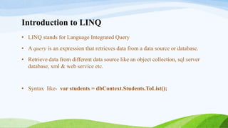 Understanding LINQ in C# | PPTX | Databases | Computer Software and Applications