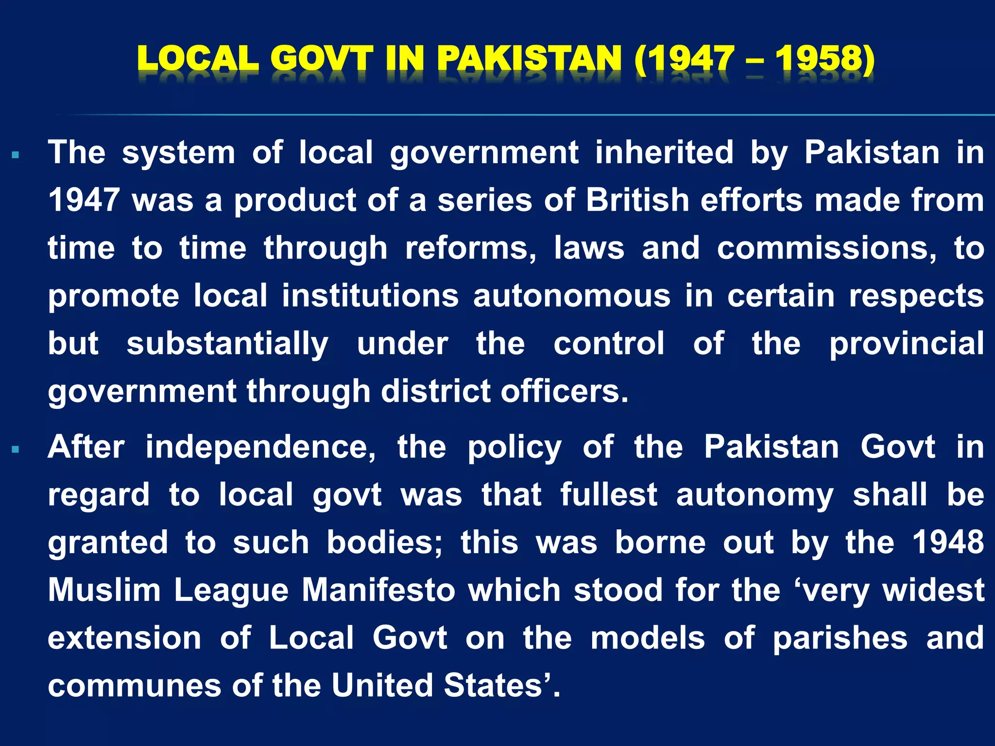 Local Government System in Pakistan | PPTX