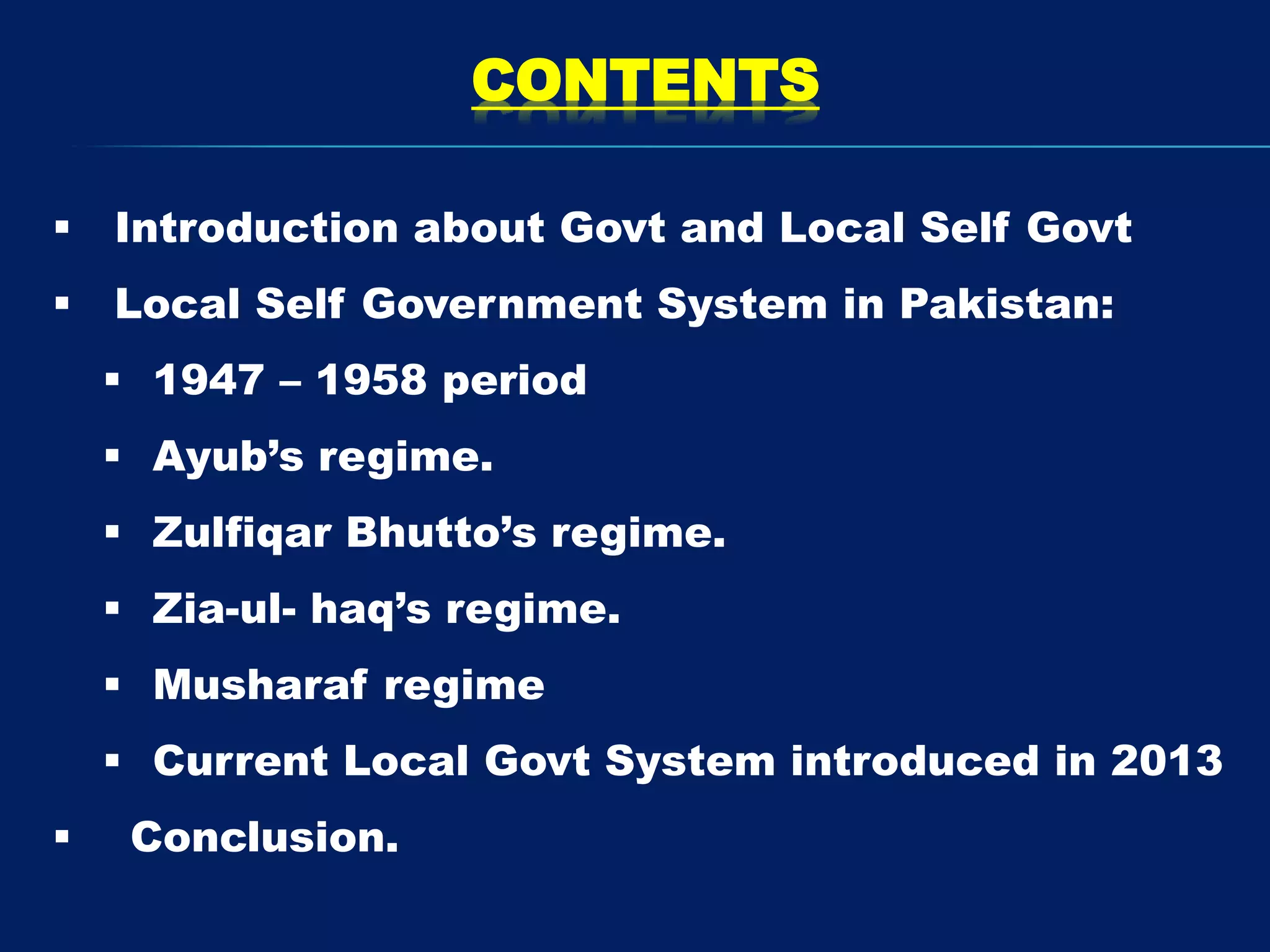 Local Government System in Pakistan | PPTX